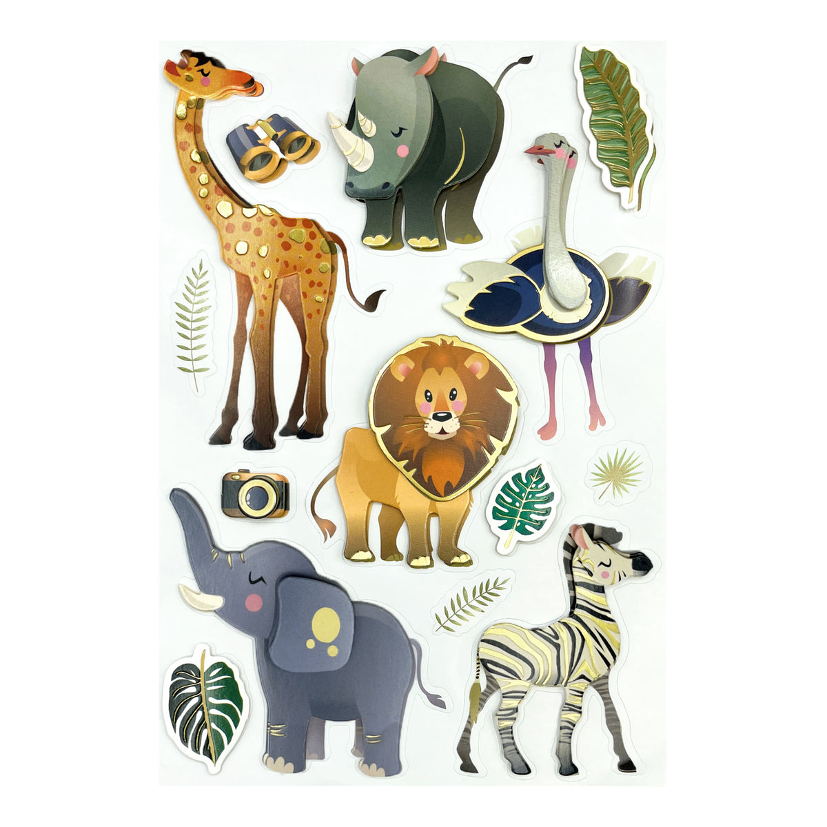 14 3D Sticker Tiere und Blätter Aufkleber Safari Zoo als Dekoration zu ...