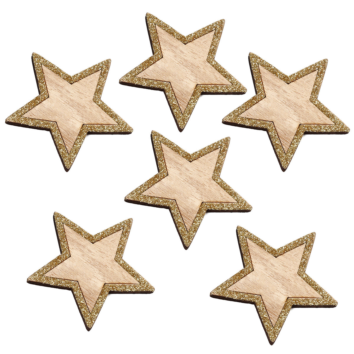 Holz Sterne 6er Set Holzdeko Holzstern Glitzernd Dekosterne für Weihna — Oblique Unique