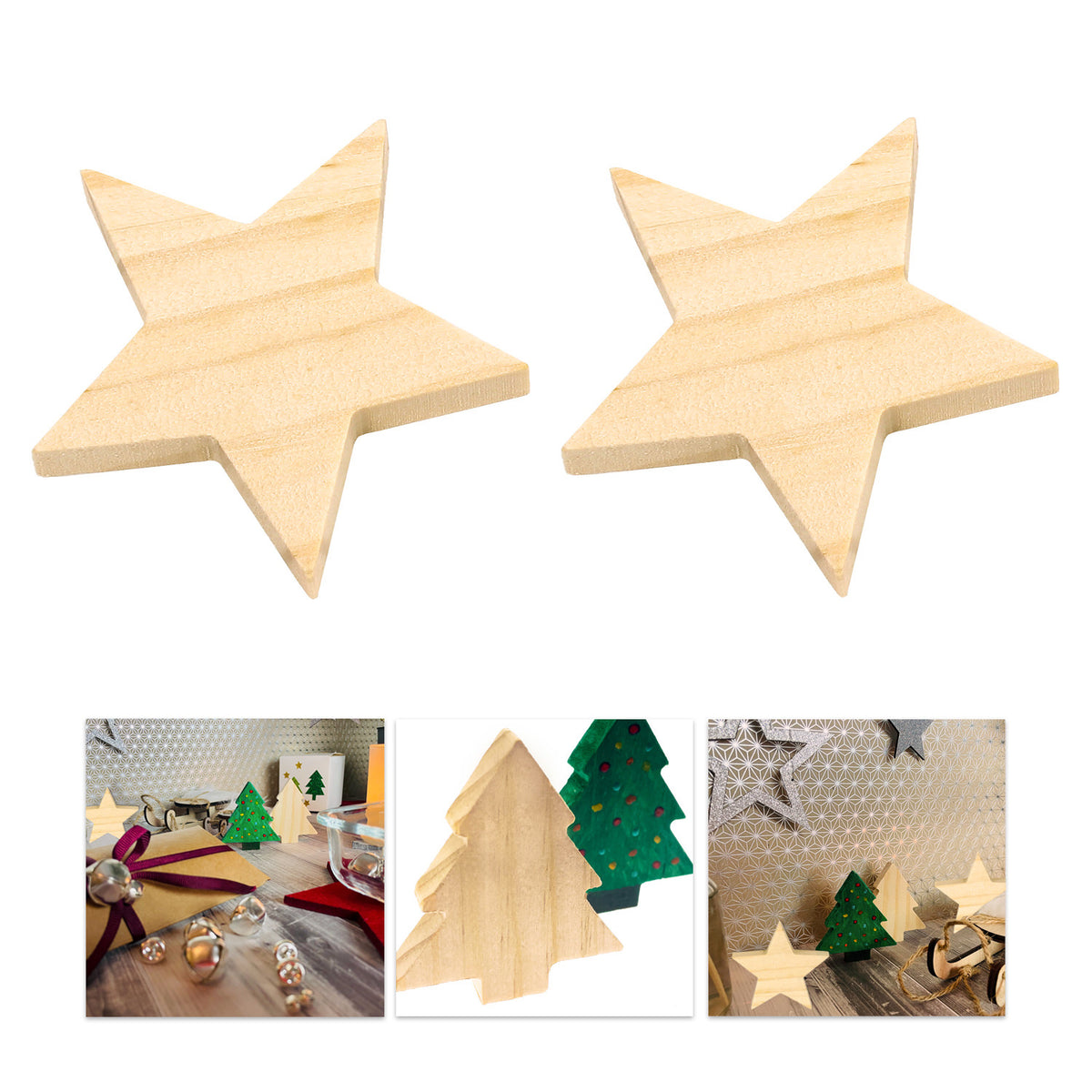 2 Holz Sterne zum Bemalen DIY Holzdeko Weihnachtsdeko Tischdeko Weihna — Oblique Unique