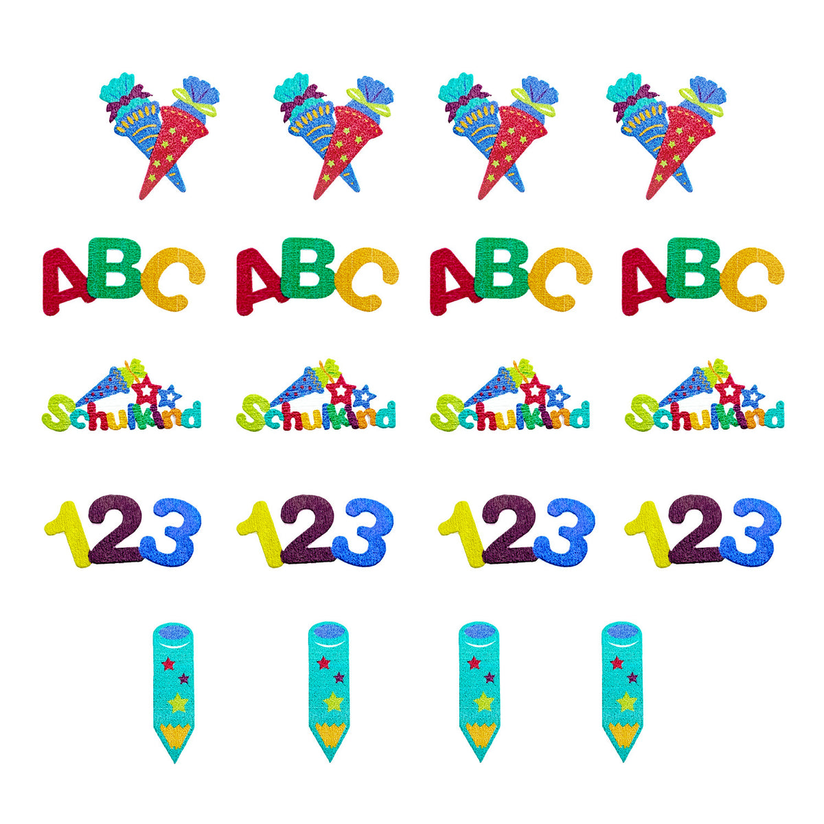 Schulkind Holz Konfetti Set mit 123 ABC Stift Zuckertüte Motiv für Sch ...