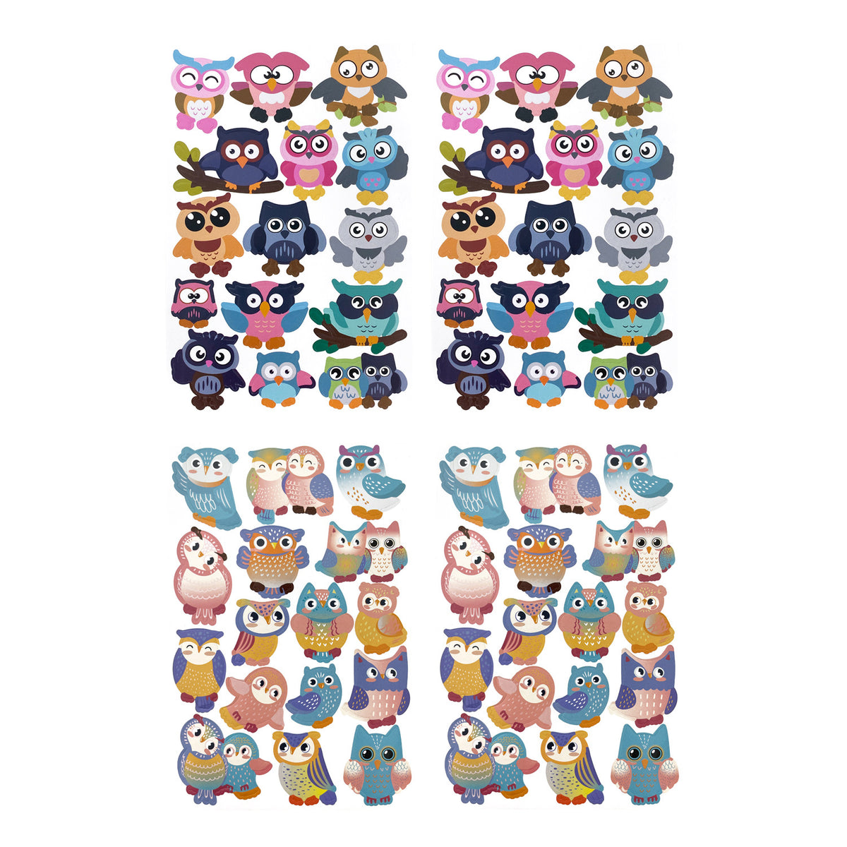 Eulen Aufkleber Set Uhu Sticker 62 Stk. für Kinder Geburtstag zum Spie ...